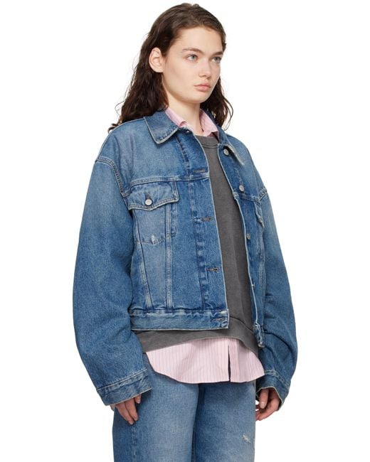 Acne Studios Relaxed Cropped Fit Denim Jacket in Blue | Lyst