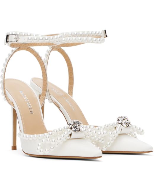 Mach & Mach Double Bow With Pearls Heels in White | Lyst