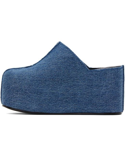 Coperni Blue Denim Branded Wedge Clogs | Lyst