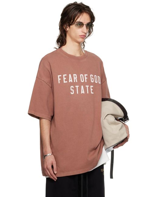 Fear Of God Burgundy Crewneck T-Shirt in Red for Men | Lyst UK