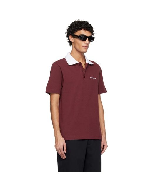 CASABLANCA Embossed Laurel Polo in Red for Men | Lyst