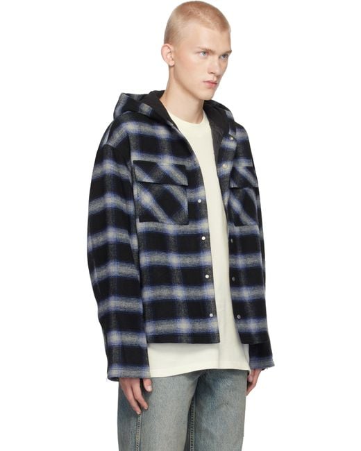 Represent Hooded Overshirt Jacket in Black for Men | Lyst