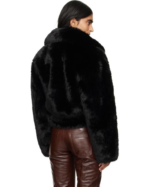 Stand Studio Lena Faux-Fur Jacket in Black | Lyst