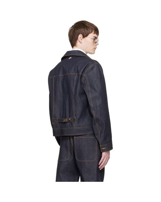 Thom Browne Selvedge Denim Backstrap Utility Jacket in Blue for Men | Lyst