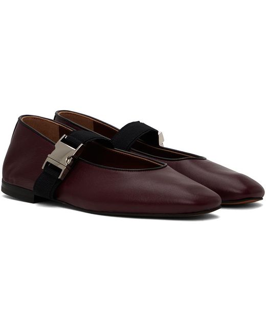 Wales Bonner Burgundy Mary Jane Ballerina Flats in Black | Lyst