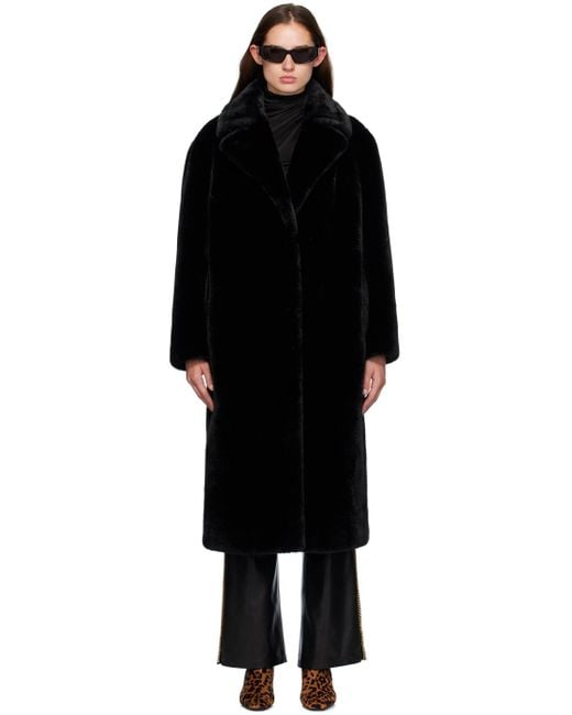 Stand Studio Maria Faux-Fur Coat in Black | Lyst