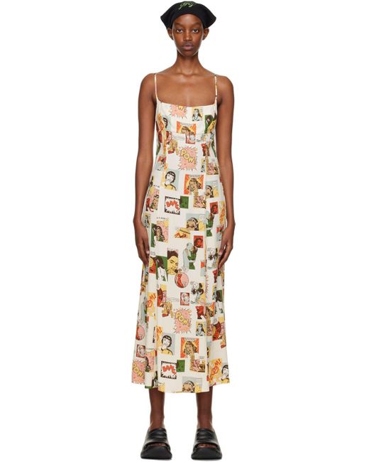 Reformation Synthetic Multicolor Liya Midi Dress In Black Lyst
