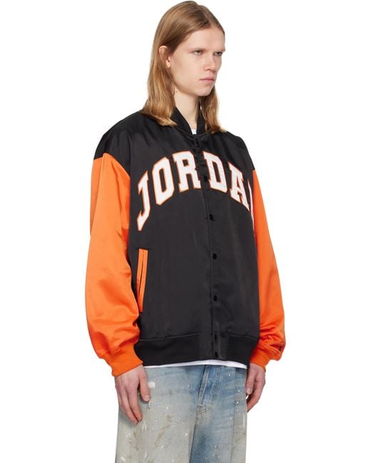 Nike Brooklyn University Varsity Bomber Jacket in Black for Men | Lyst UK