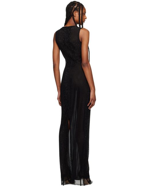 Monot Crystal Net Sleeveless Maxi Dress in Black | Lyst