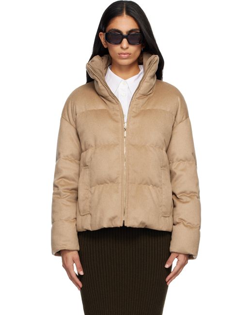 Max Mara Tan Diego Reversible Down Jacket in Natural | Lyst UK