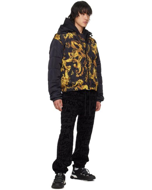 Versace Jeans Couture Black Watercolor Couture Down Jacket for Men | Lyst