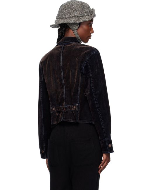 OPEN YY Velvet Denim Trucker Jacket in Black | Lyst UK