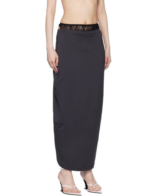 Pushbutton Lace Layered Maxi Skirt in Black | Lyst