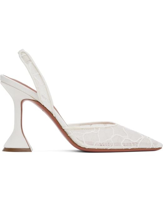 AMINA MUADDI Off- Holli Lace Sling Heels in Black | Lyst