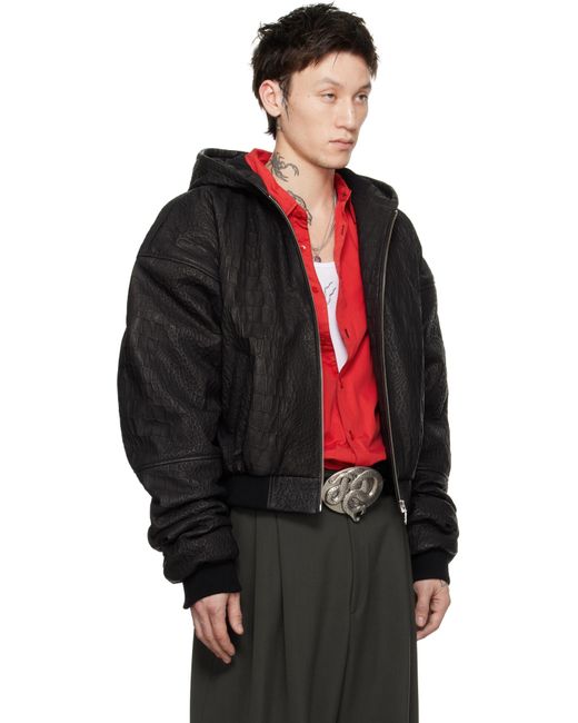 Lu'u Dan Hooded Outlaw Leather Jacket in Black for Men | Lyst