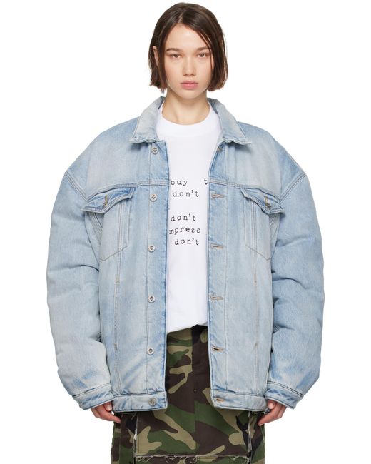 Vetements Puffer Denim Jacket in Blue | Lyst