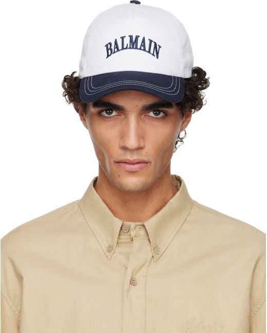 Balmain Two-Tone Cotton Cap in Blue for Men | Lyst UK