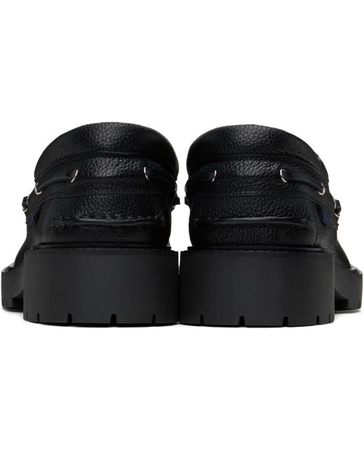 Burberry Leather Raft Boat Shoes in Black for Men | Lyst