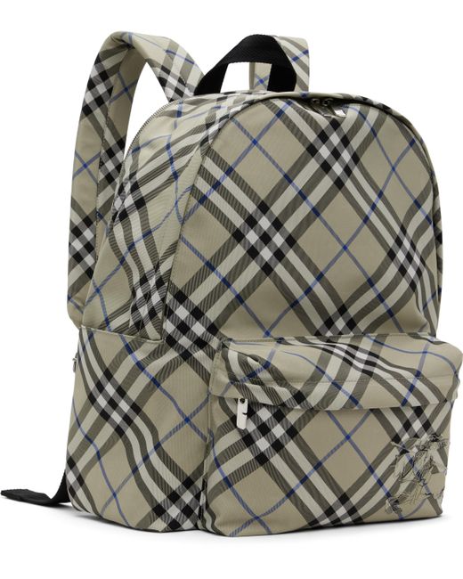 Burberry Taupe Check Backpack in Gray for Men | Lyst