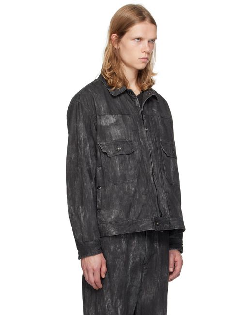Engineered Garments Distressed Print Denim Jacket in Black for Men | Lyst