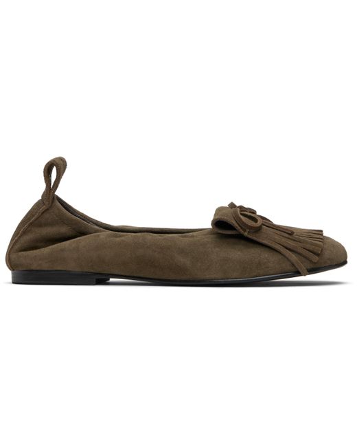 OPEN YY Bun Suede Fringe Ballerina Flats in Black | Lyst UK