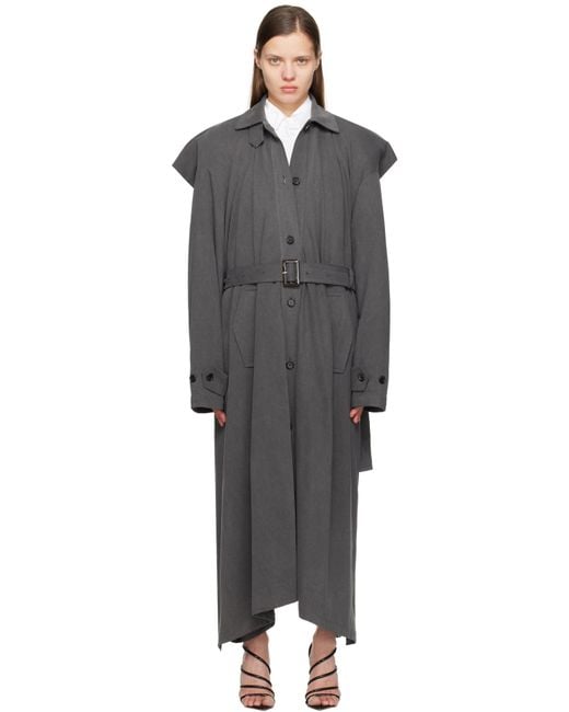 Pushbutton Square Trench Coat in Black | Lyst