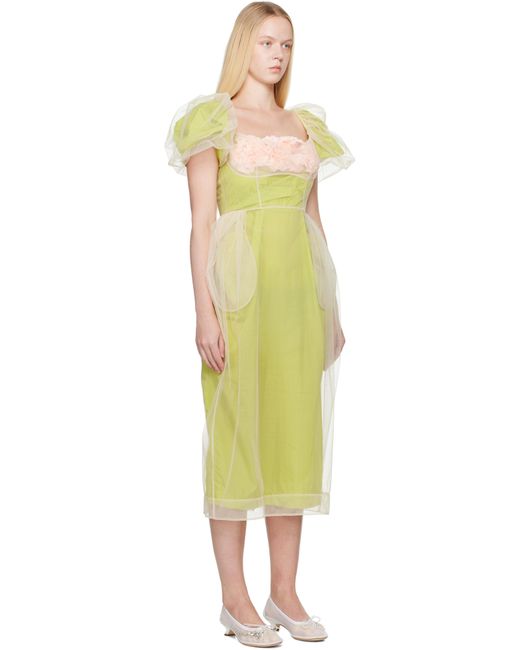 Simone Rocha Layered Carnation Balconette Maxi Dress in Yellow | Lyst
