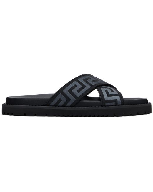 Versace Greek Ribbon Sandals in Black for Men | Lyst