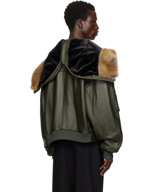 Moose Knuckles Ajr Split Hood Leather Bomber Jacket in Black for Men | Lyst