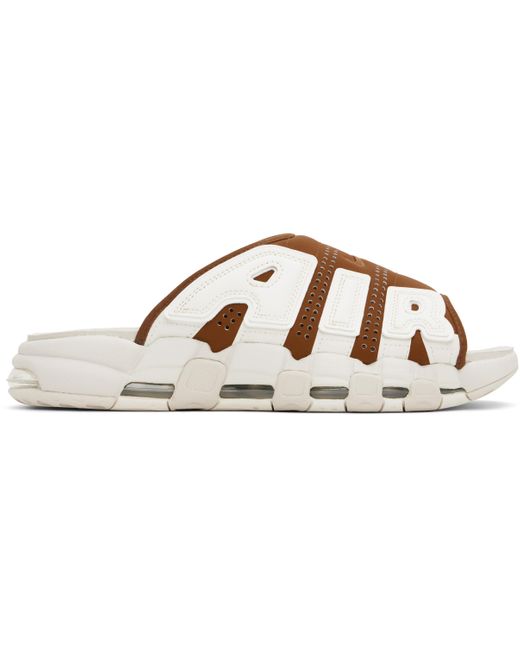 Nike Tan & Off- Air More Uptempo Pool Slides in Black for Men | Lyst
