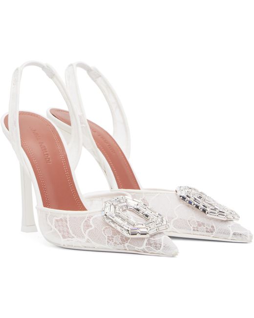 AMINA MUADDI Camelia Lace Sling 105 Heels in Black | Lyst