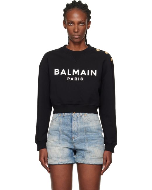 Balmain Printed Paris' Sweatshirt in Black | Lyst UK