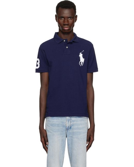 Polo Ralph Lauren Custom Slim Fit Big Pony Mesh Polo in Blue for Men | Lyst