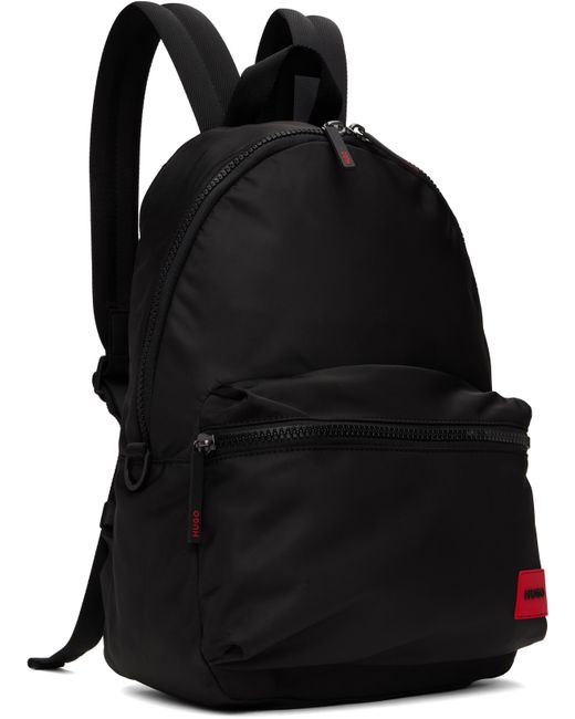 HUGO Matte Fabric Logo Label Backpack in Black for Men | Lyst