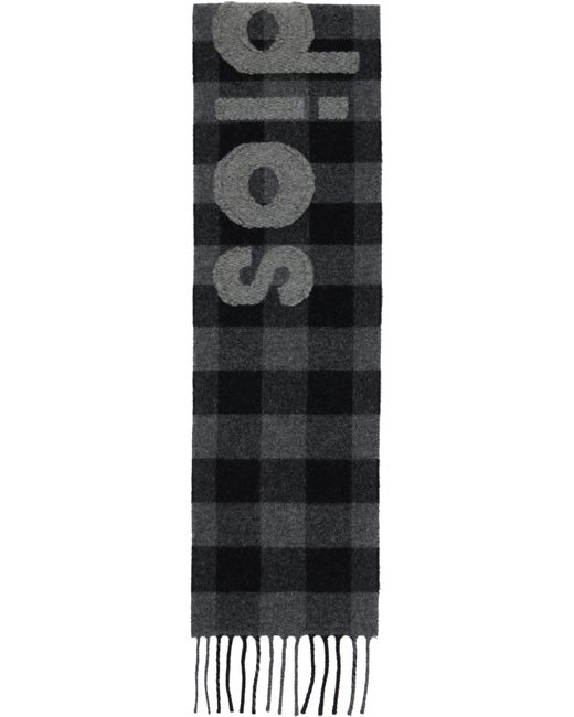 Acne Studios Check Logo Scarf in Black for Men | Lyst UK