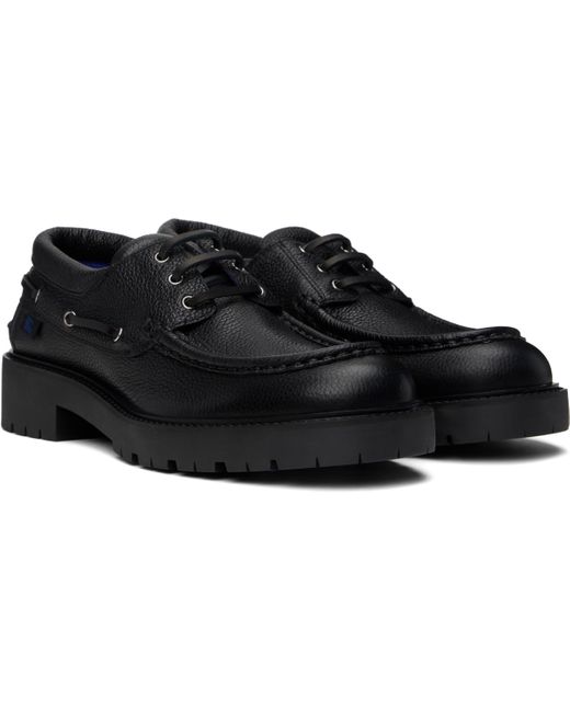 Burberry Leather Raft Boat Shoes in Black for Men | Lyst
