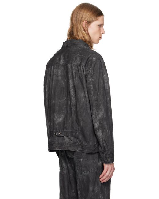 Engineered Garments Distressed Print Denim Jacket in Black for Men | Lyst