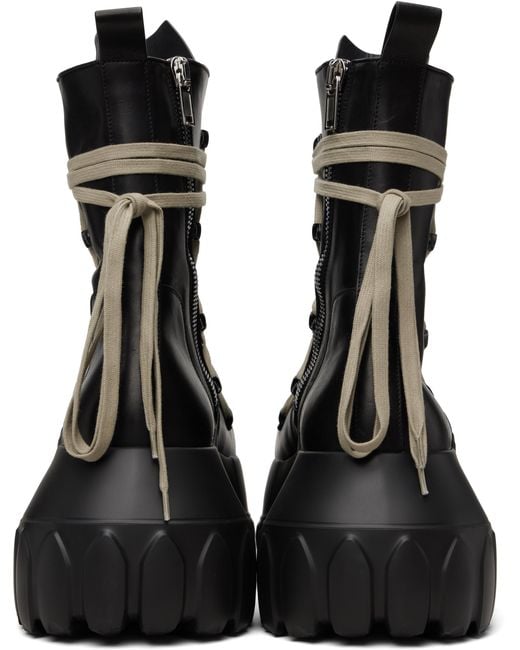 Rick Owens Temple Megalaced Mega Tractor Boots in Black for Men | Lyst UK