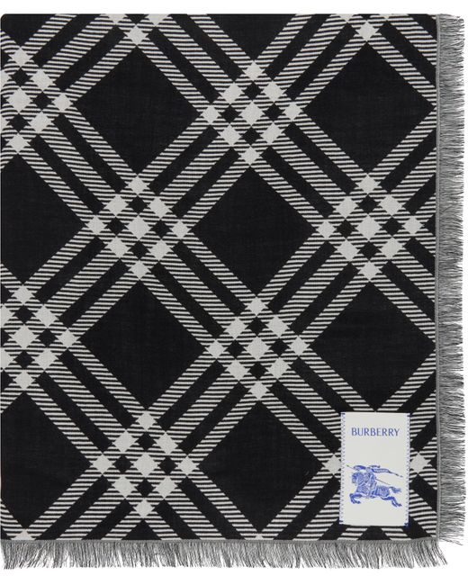 Burberry Wide Check Wool Silk Scarf in Black for Men | Lyst