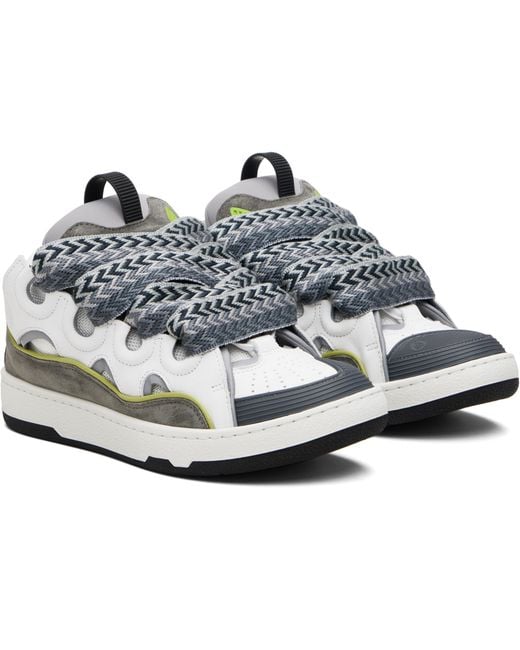 Lanvin Off- & Curb Leather Sneakers in White for Men | Lyst UK