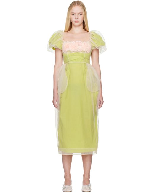 Simone Rocha Layered Carnation Balconette Maxi Dress in Yellow | Lyst