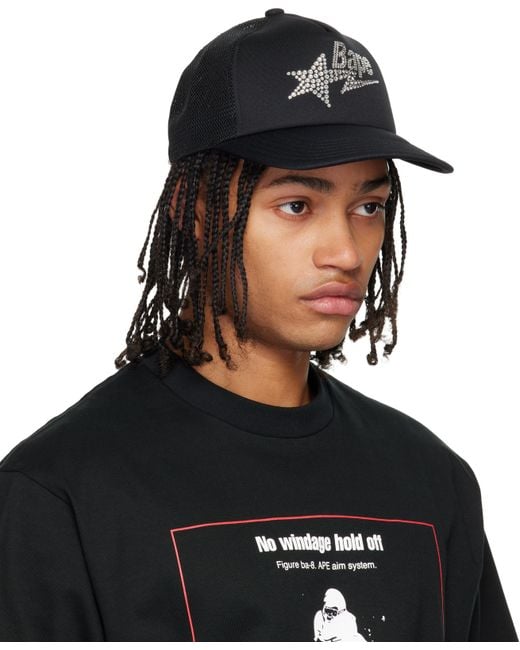 A Bathing Ape Crystal Stone Sta Logo Mesh Cap in Black for Men | Lyst UK