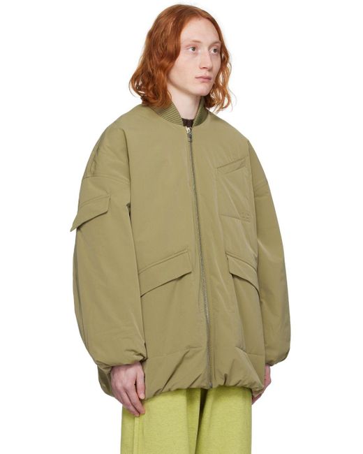 Ganni Khaki Oversized Bomber Jacket in Green for Men | Lyst
