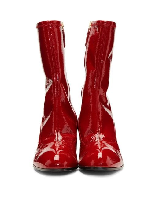 Gucci Leather Red Patent Printyl Boots for Men - Save 28% - Lyst