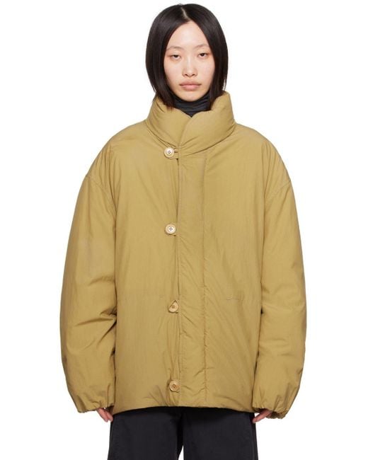 Lemaire Stand Collar Puffer Jacket in Yellow | Lyst