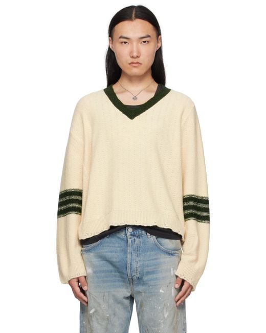 Enfants Riches Deprimes Off- Asymmetrical Varsity V-Neck Sweater for ...
