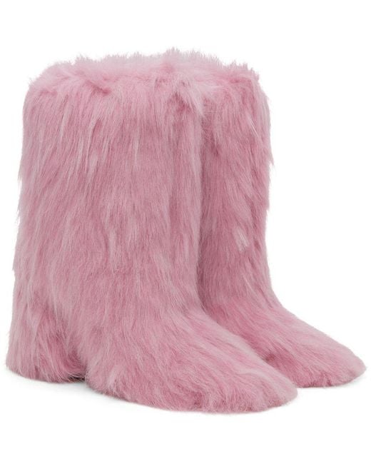 MSGM Pink Furry Boots | Lyst