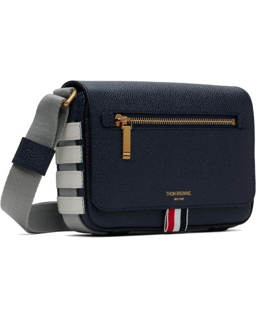Thom Browne Pebble Grain Small Reporter Bag in Blue for Men | Lyst
