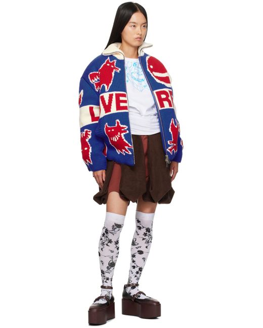 Charles Jeffrey Knitted Puffer Jacket in Red | Lyst