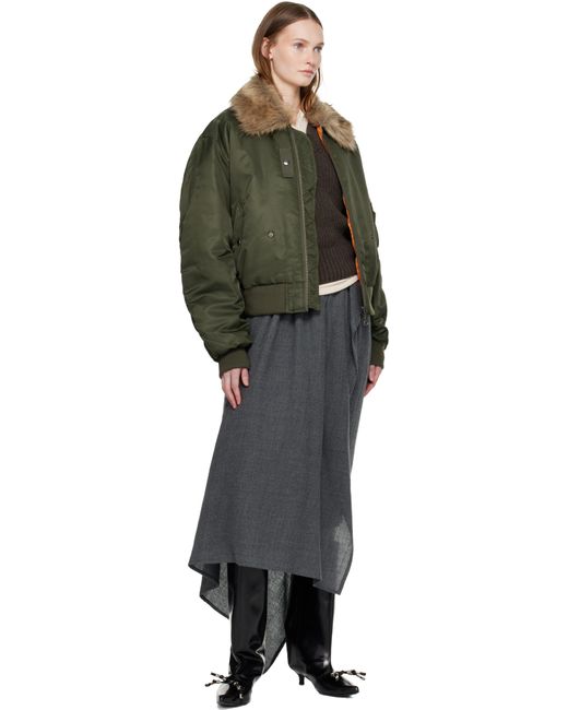 ANDERSSON BELL Faux-fur Collar Ma-1 Bomber Jacket in Green | Lyst